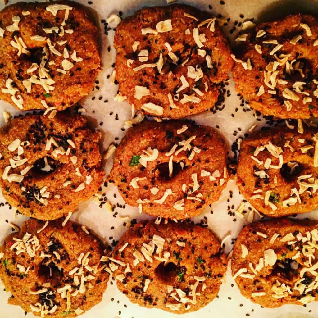 Raw Vegan Everything Bagels W/ "cream Cheese"